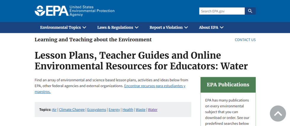 Water Lesson Plans, Teacher Guides and Online Environmental Resources ...