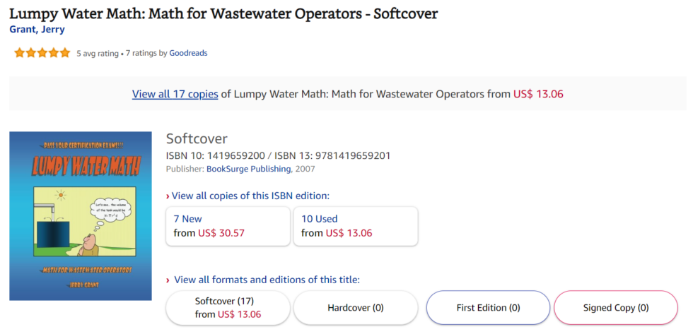 Lumpy Water Math (Math for Wastewater Operators), Jerry Grant ...