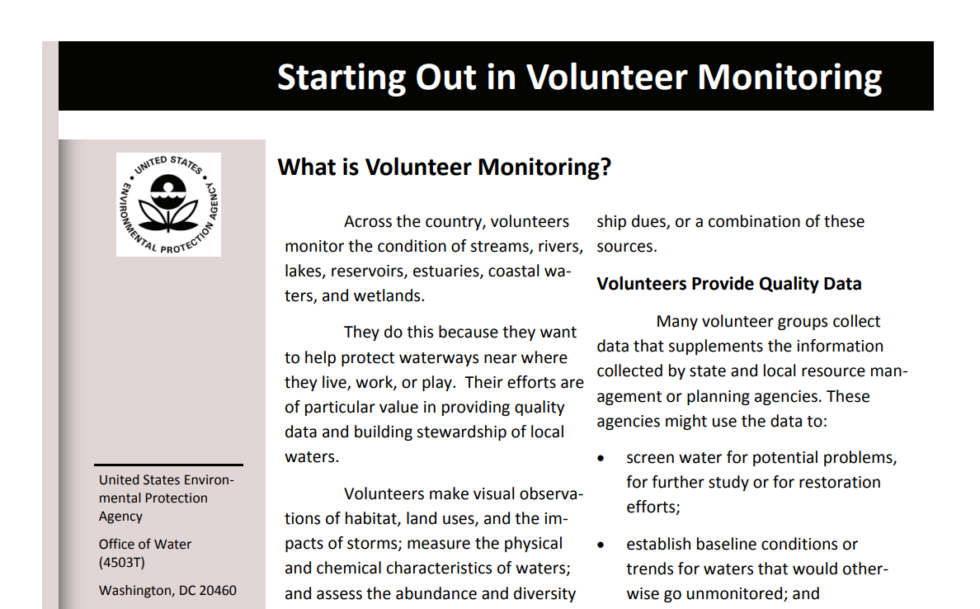 Starting Out in Volunteer Water Monitoring - Environmental Finance ...